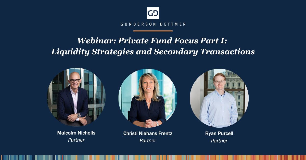 Webinar: Private Fund Focus Part I: Liquidity Strategies and Secondary ...