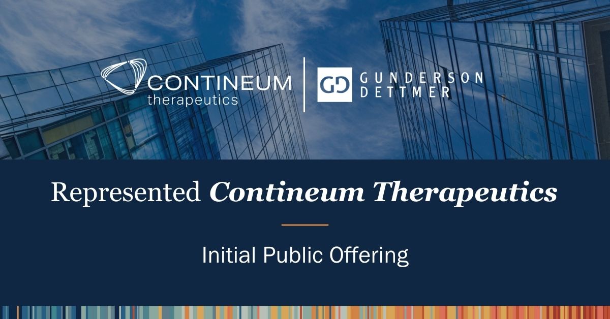 Gunderson Dettmer Advises Contineum Therapeutics in its Initial Public Offering Announcement ...